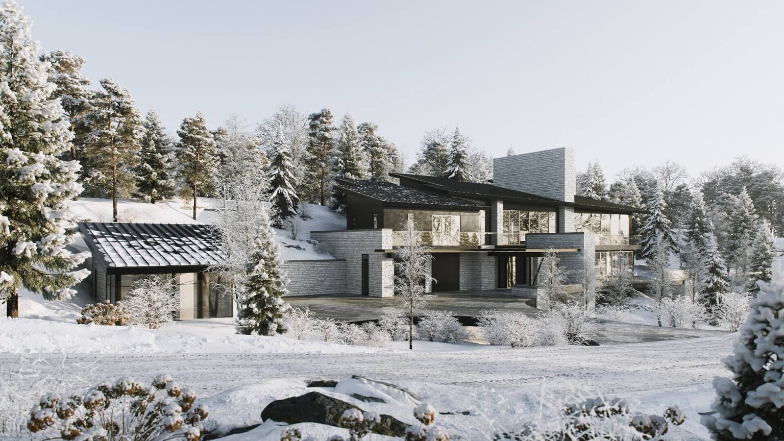 Residence 3D Views of a Project in the Rocky Mountains, CO